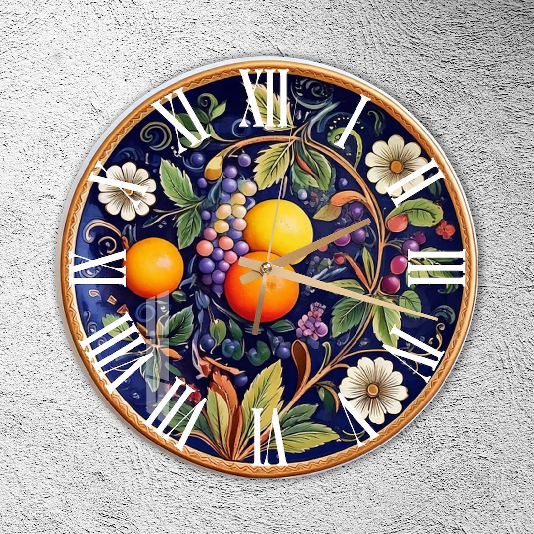 Tempered Glass Wall Clock: Modern Silent Art Decor With Abstract Fruit ...