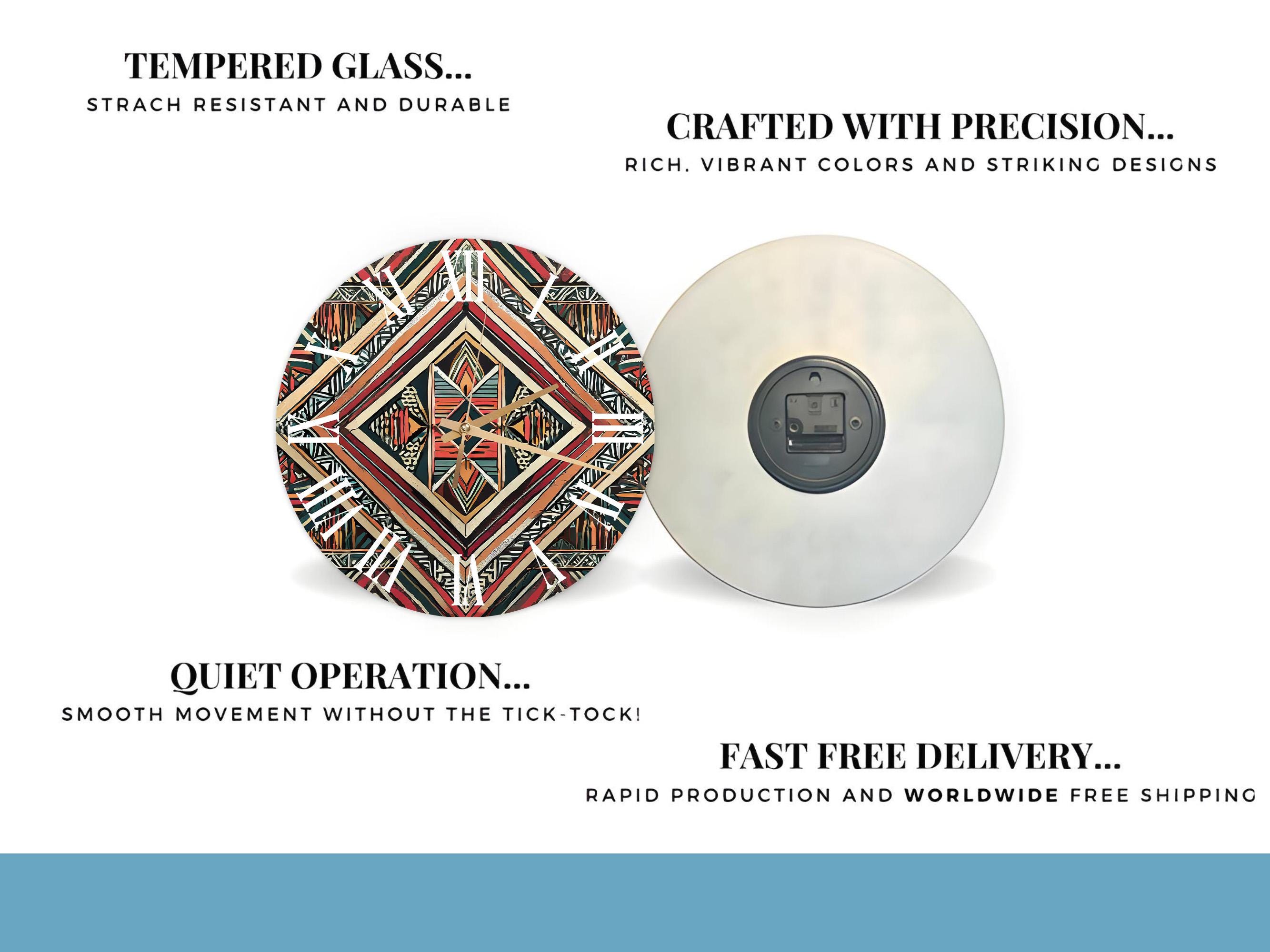 Tribal Tempered Glass Wall Clock: Aztec Boho Decor - Etsy
