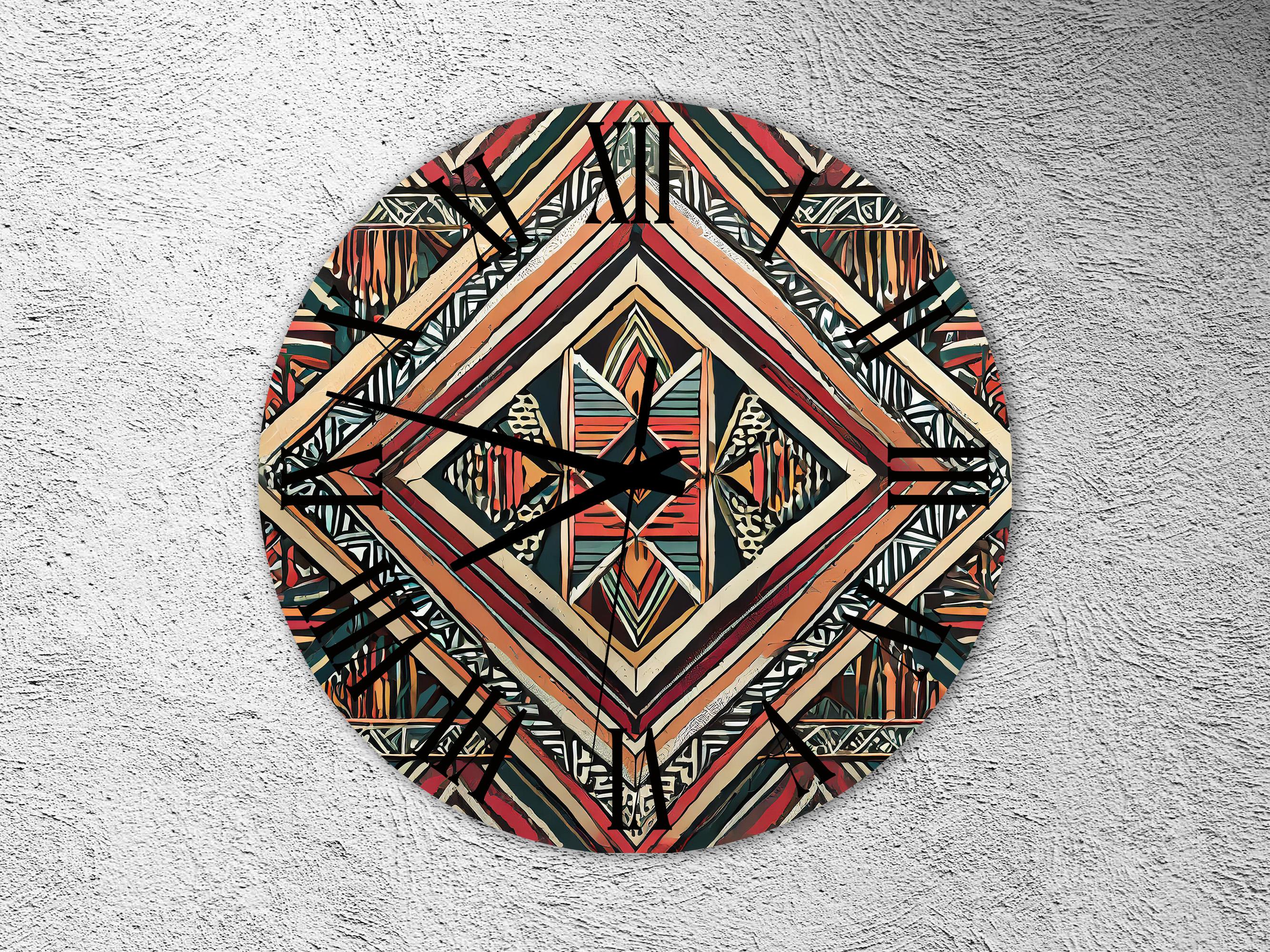 Tribal Tempered Glass Wall Clock: Aztec Boho Decor - Etsy