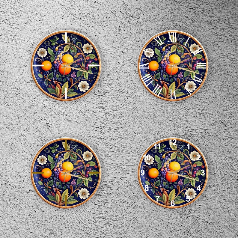 Tempered Glass Wall Clock: Modern Silent Art Decor With Abstract Fruit ...