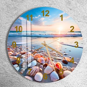Tempered Glass Wall Clock, Blue Wall Clock, Pebble Wall Clock, Stone ...