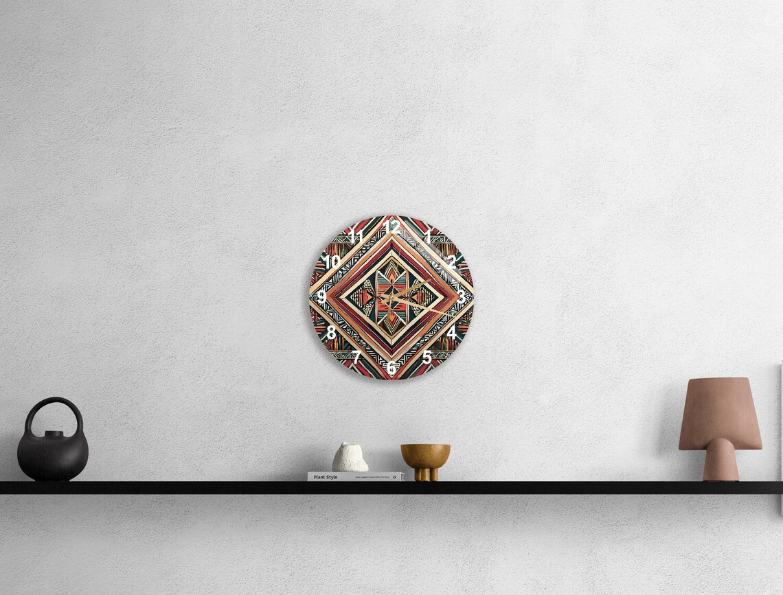 Tribal Tempered Glass Wall Clock: Aztec Boho Decor - Etsy