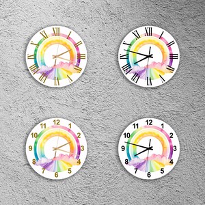 Rainbow Wall Clock, Baby Shower Gift, Nursery Clock, Colorful Wall Art ...