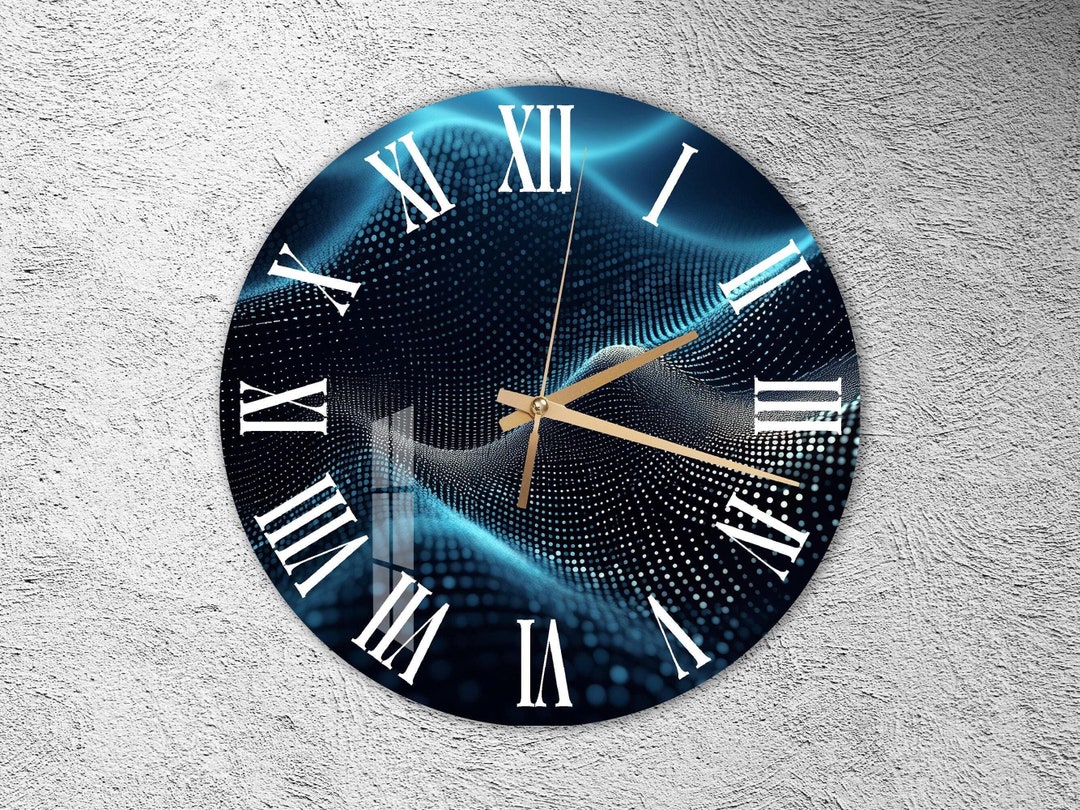 Large Midnight Blue Abstract Wall Clock: Above Sofa Modern Statement ...