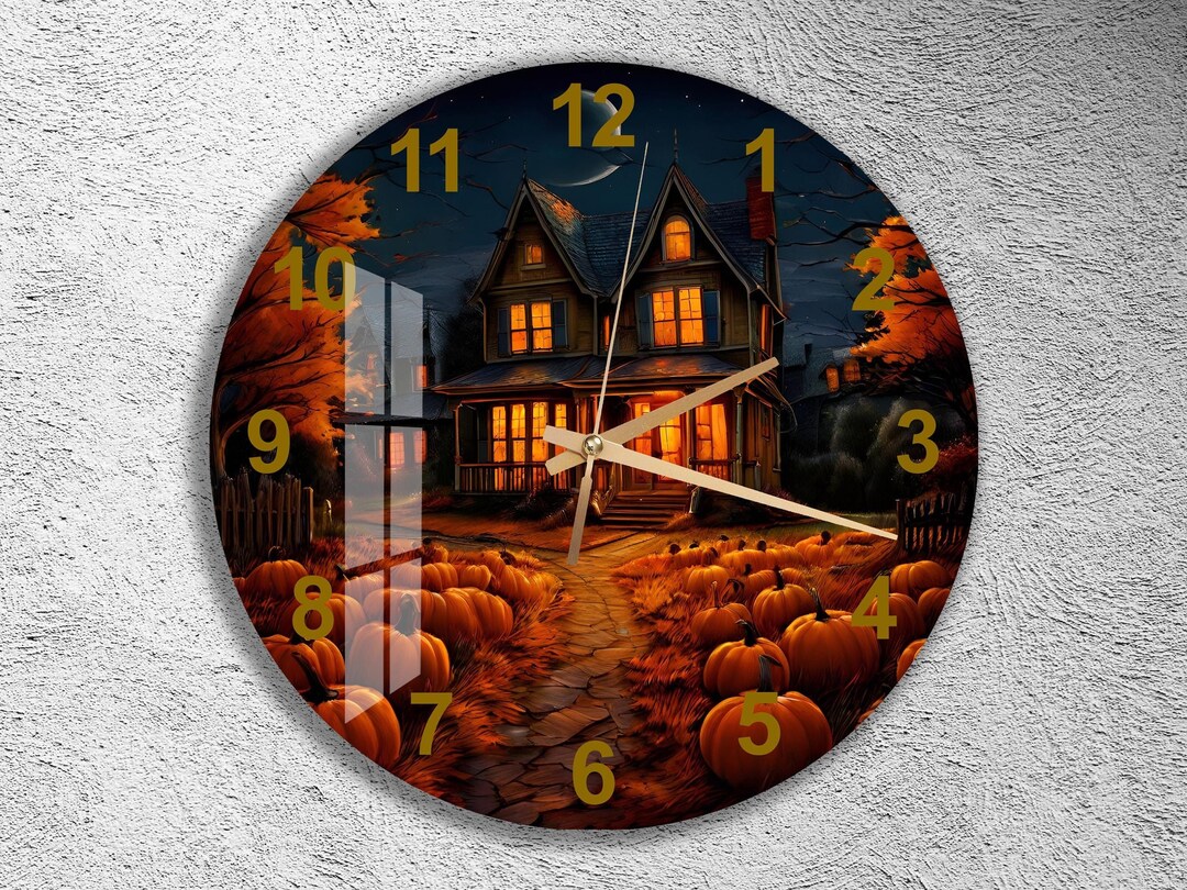 Halloween Theme Wall Clock, Spooky Season Gift, Pumpkin Harvest, Fall ...