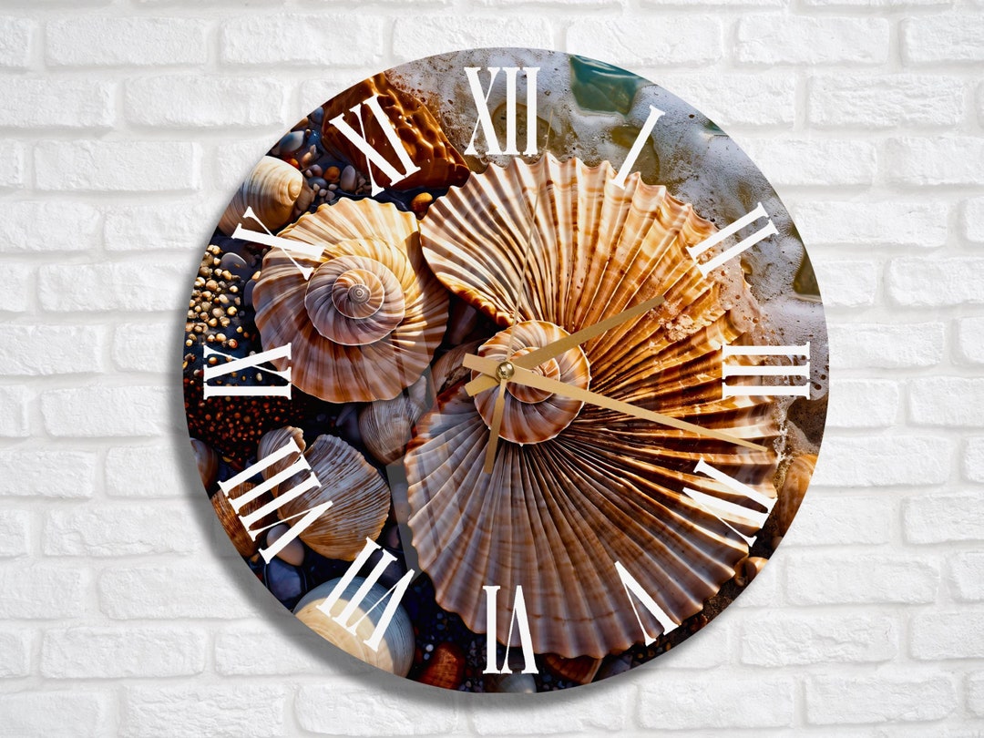 Tempered Glass Wall Clock, Beach Themed Wall Art, Vibrant Home Decor ...