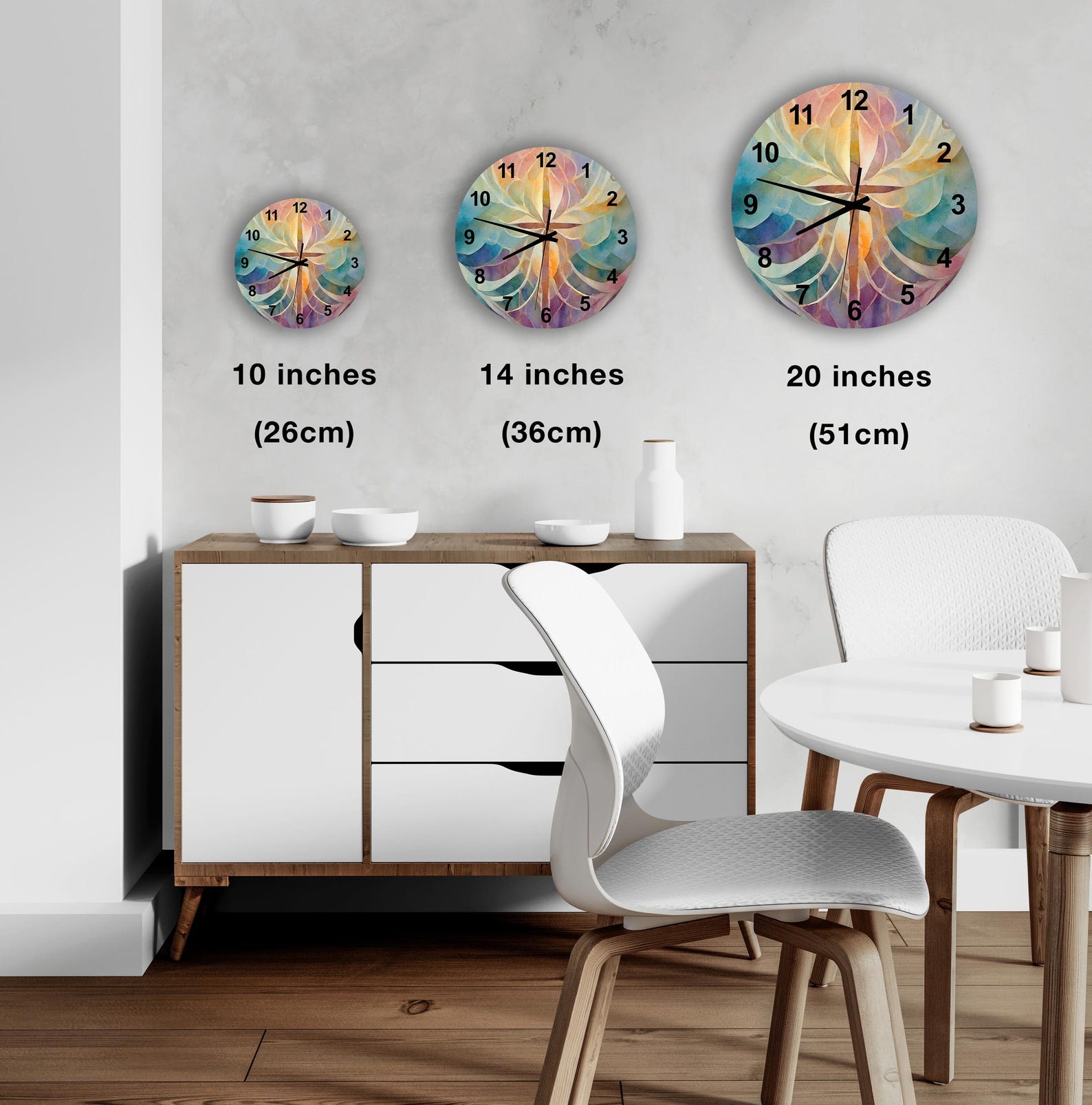 Watercolor Cross Glass Wall Clock: Modern Art Decor - Etsy