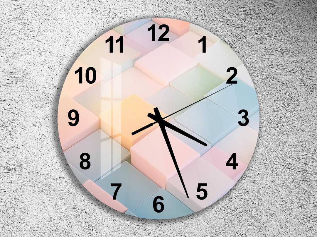 Tempered Glass Wall Clock, Abstract Wall Clock, Gift for Couples ...