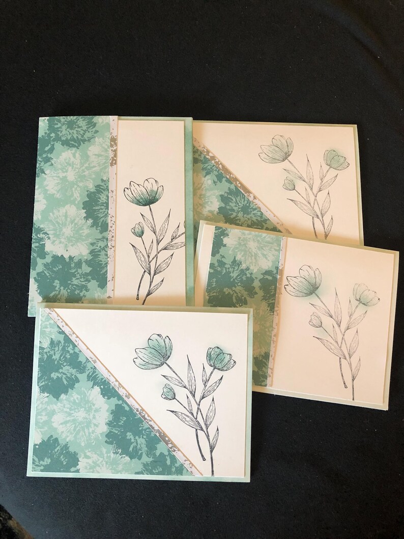 Blank Note Cards. Set of 4. Hand Stamped With Spotlight on Nature Stamp ...