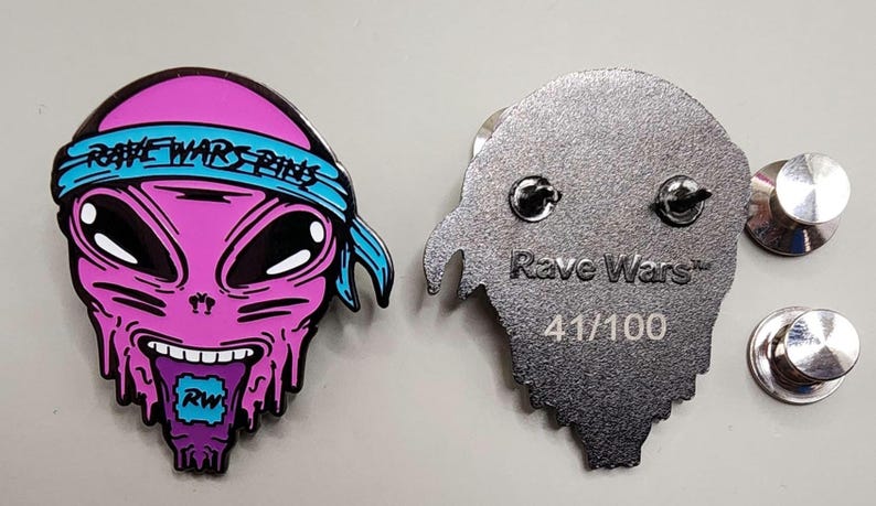 Rave Wars Pins Blue Alien Festival Hat Pin glow in the Dark - Etsy