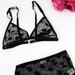Heart Lingerie Set, Triangle Bra, Black Bralette, Lingerie Set, High ...
