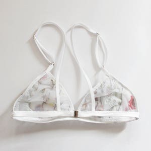 Embroidered Floral Lingerie Set, Triangle Bra, White Bralette, High ...