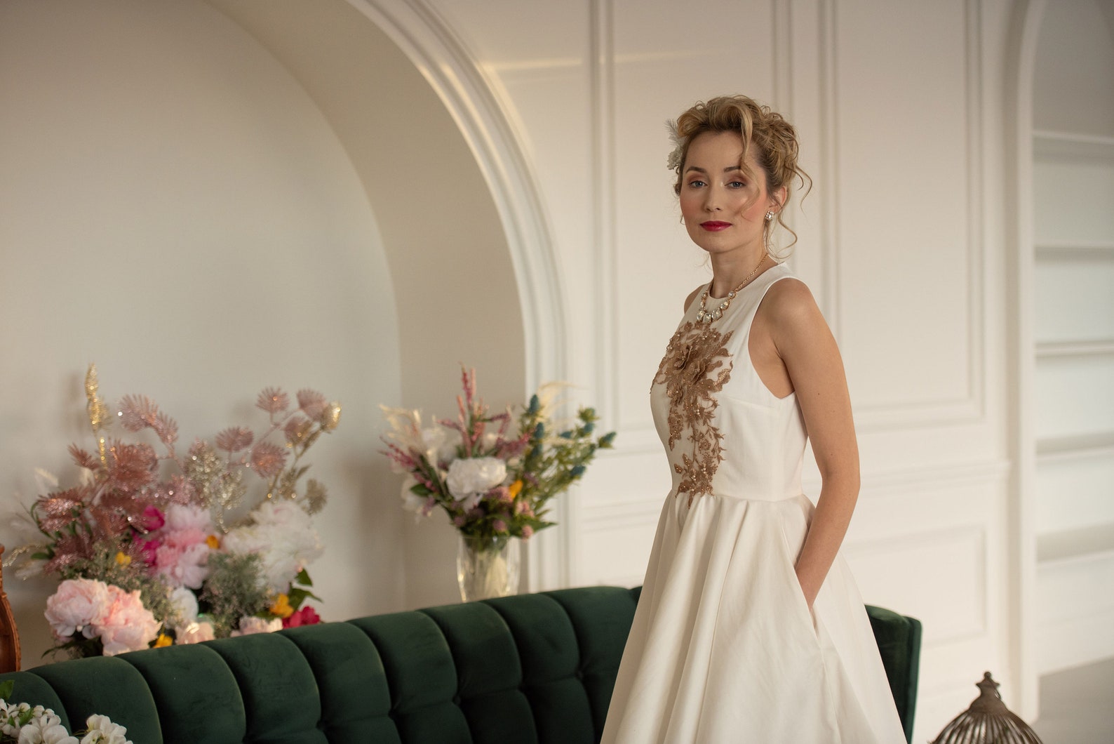 Diamond White Mini Dress With Gold Beading and Extra Full - Etsy