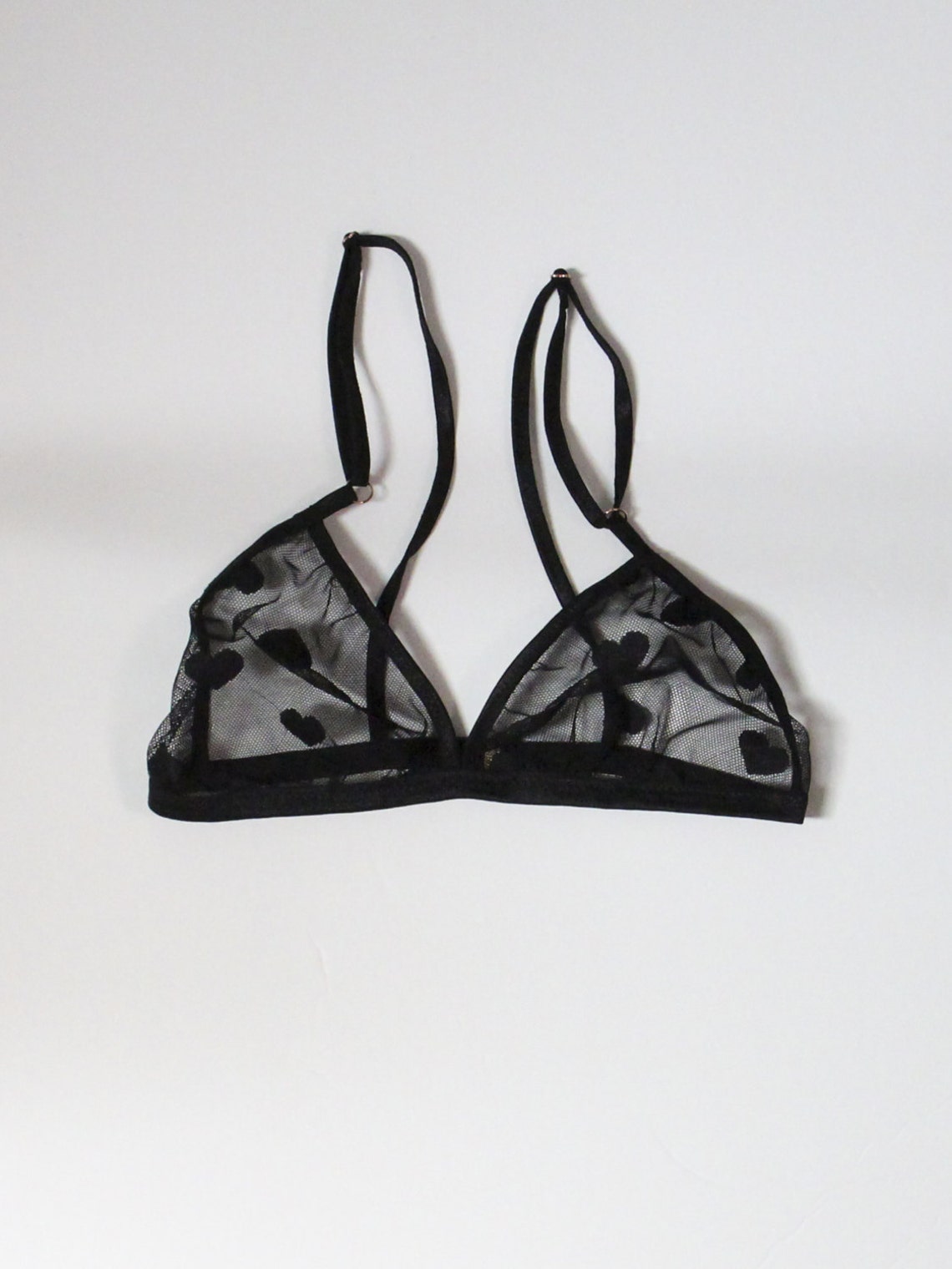 Heart Lingerie Set Triangle Bra Black Bralette Lingerie - Etsy