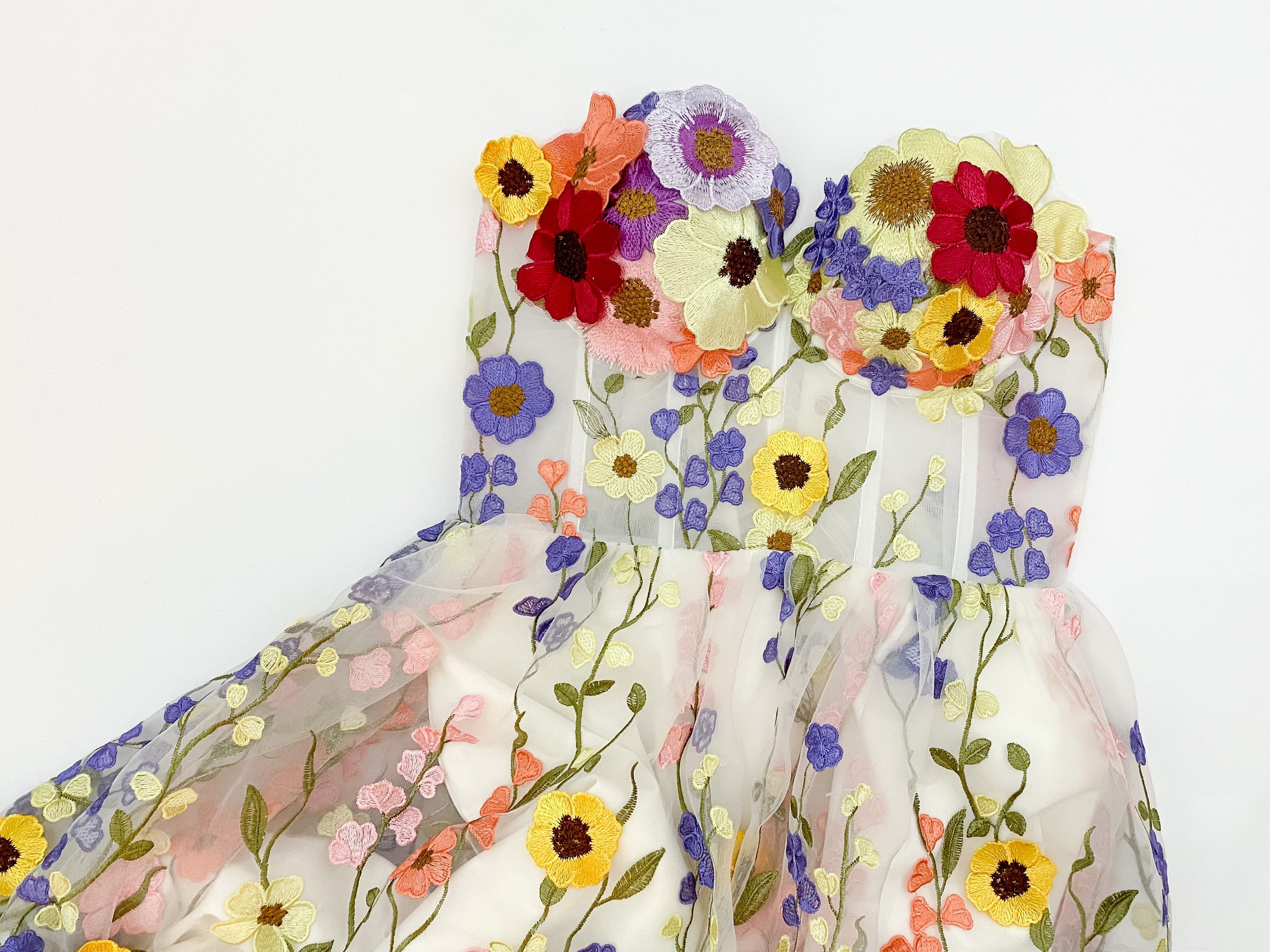 Embroidered Gown 3D Floral Wedding Dress Embroidered Dress | Etsy UK