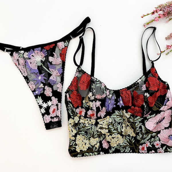 Embroidered Bra - Etsy