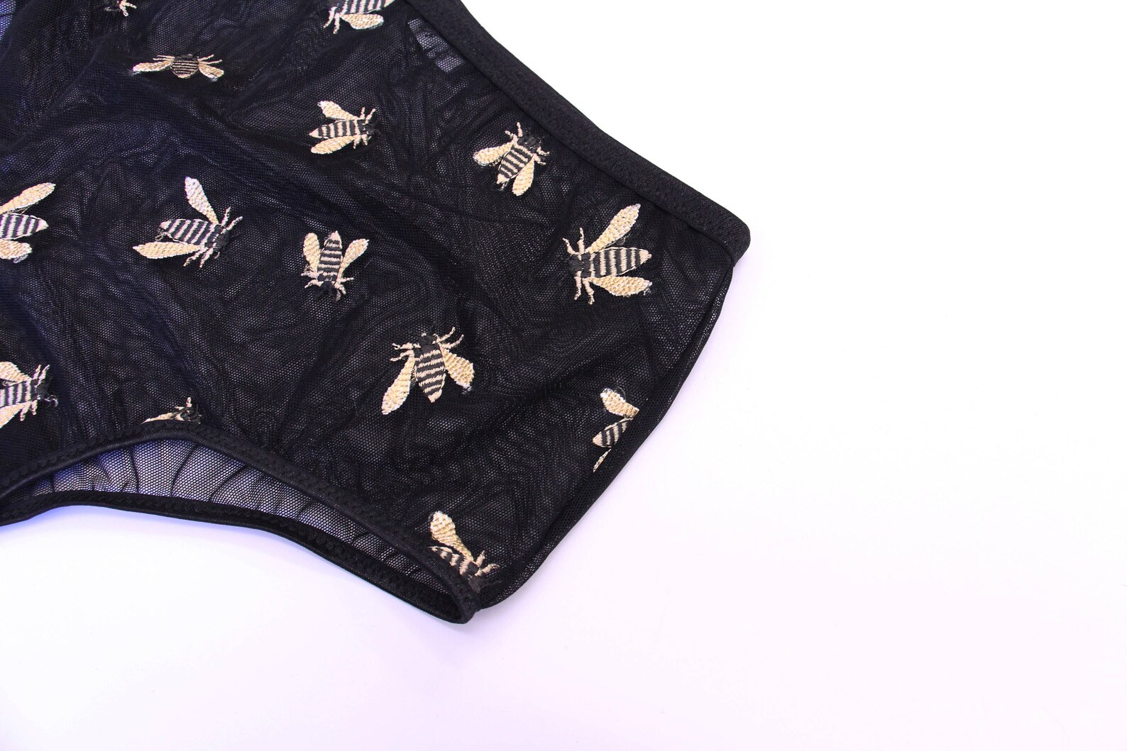 Embroidered Bee Lingerie Set Triangle Bra Bees Black - Etsy
