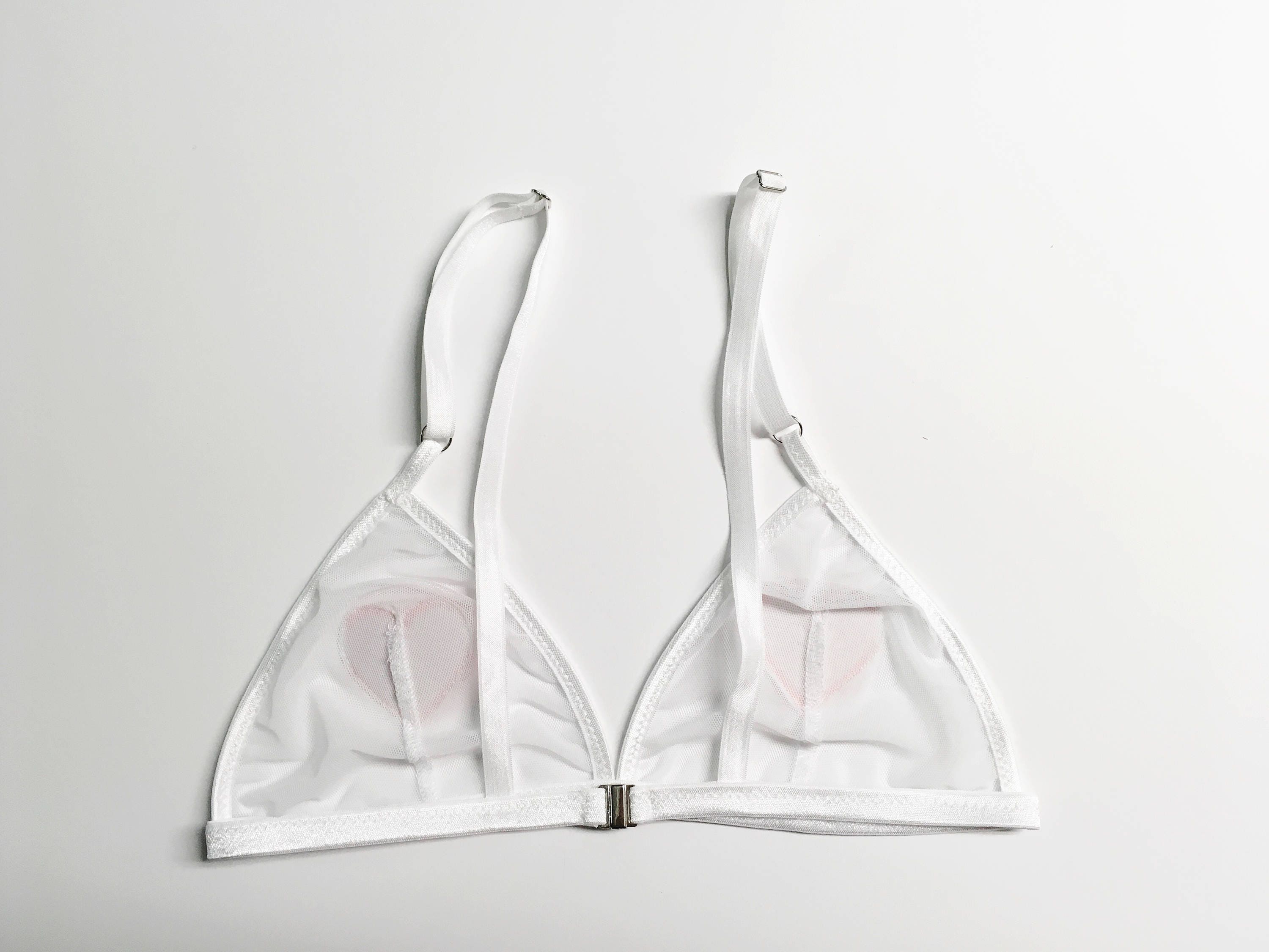 Heart Bralette Triangle Bra Mesh Bralette Lingerie White - Etsy
