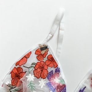 Bright Floral Bee Lingerie Set, Triangle Bra, High Waist Panties ...