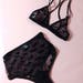 Mesh Heart Print Bralette Triangle Bra Black Lingerie - Etsy
