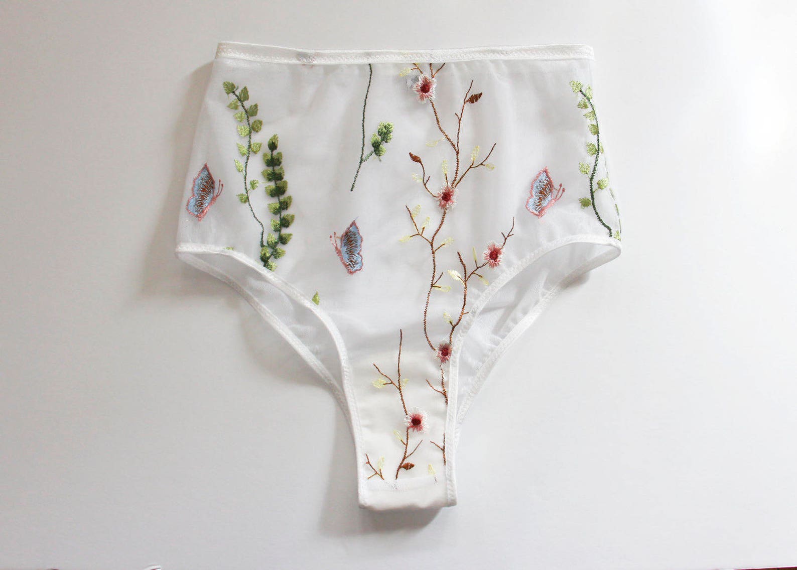 Embroidered Floral Lingerie Set Triangle Bra White Bralette - Etsy