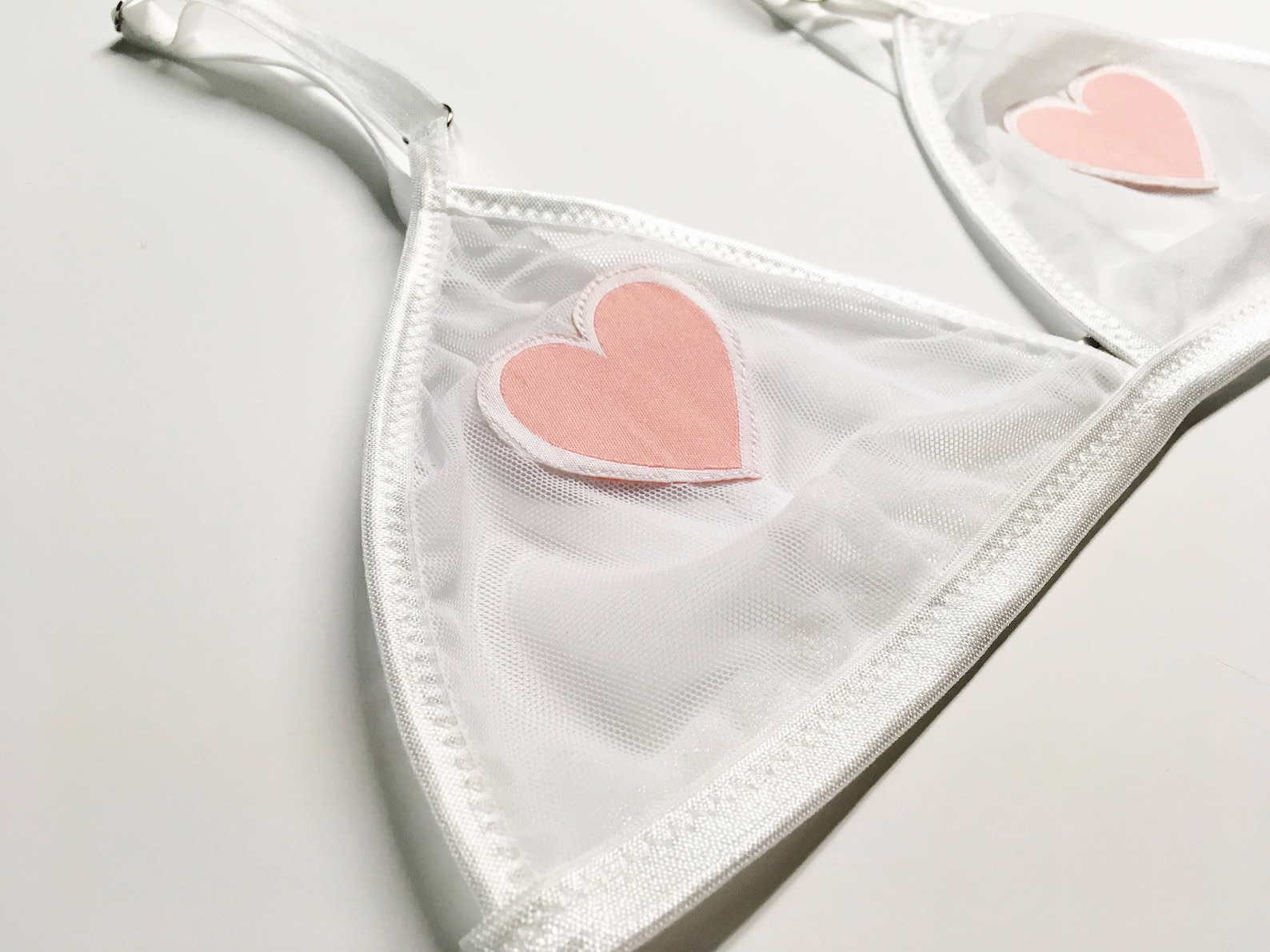 Heart Bralette Triangle Bra Mesh Bralette Lingerie White - Etsy