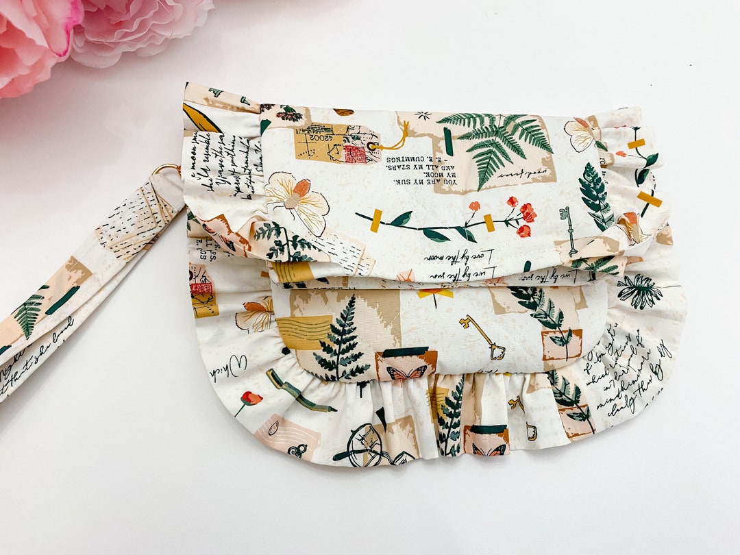 Quilted Fold Over Clutch, Ruffle Pillow Clutch Bag, Floral Wristlet Bag ...