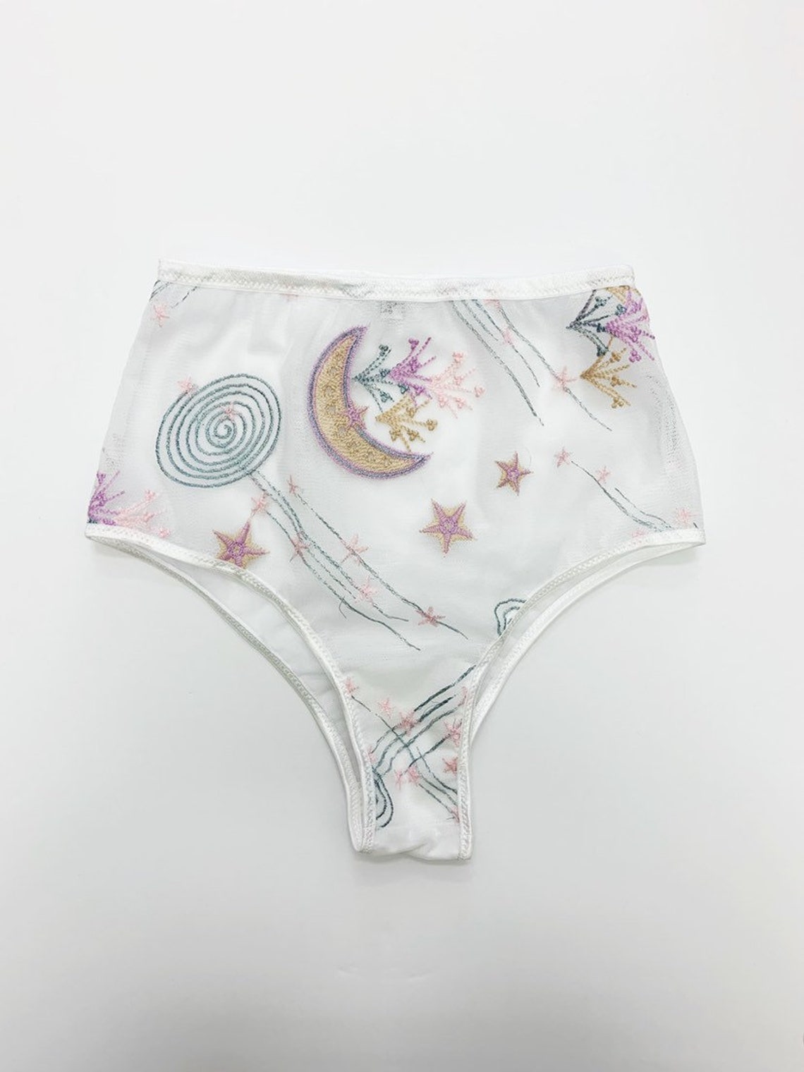 Embroidered Moon and Starburst Lingerie Set Brazilian Panty - Etsy