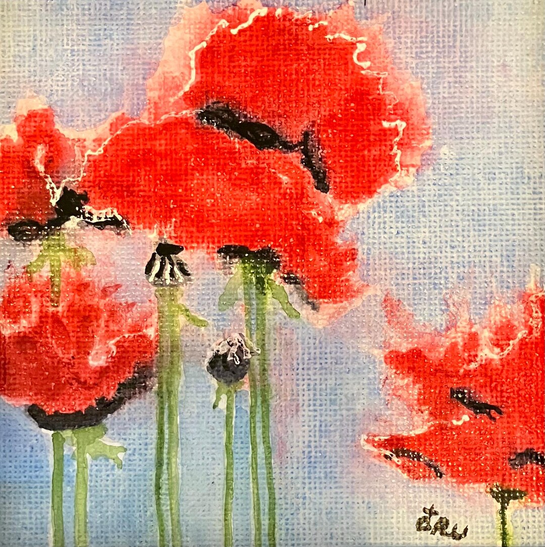 Miniature Poppies! Watercolor Flower Art, Small Poppy Painting ...