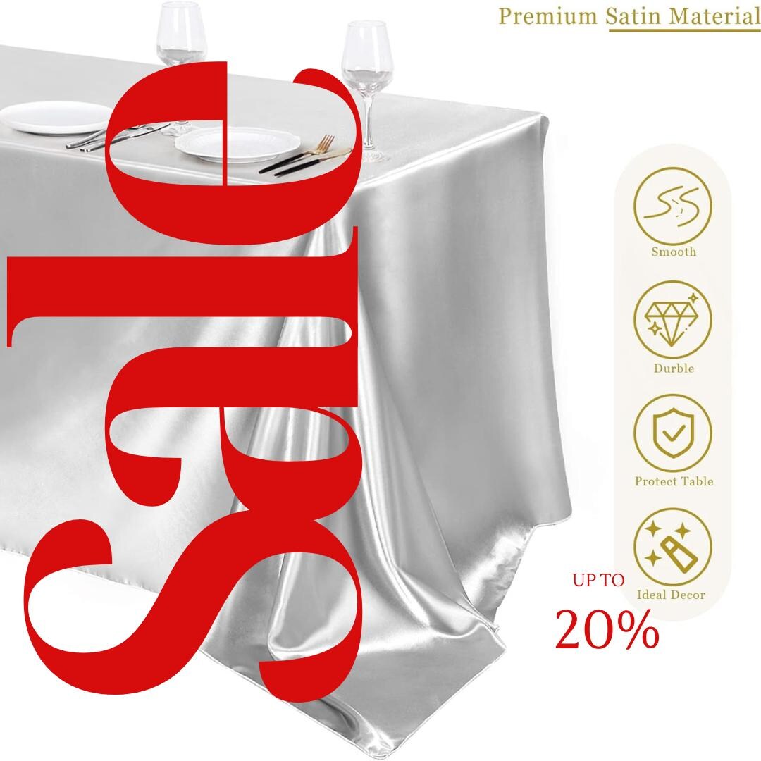 SATIN - Rectangular Table Cover Bright Tablecloth Smooth Fabric Table ...