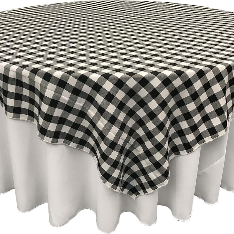WHITE/BLACK - Gingham Overlay - Checkered Tablecloth for Parties ...