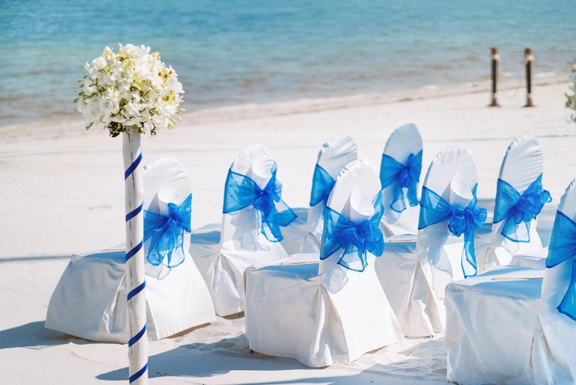 LT BLUE - Chair Sashes Bows for Wedding Reception Event Banquets Chair ...