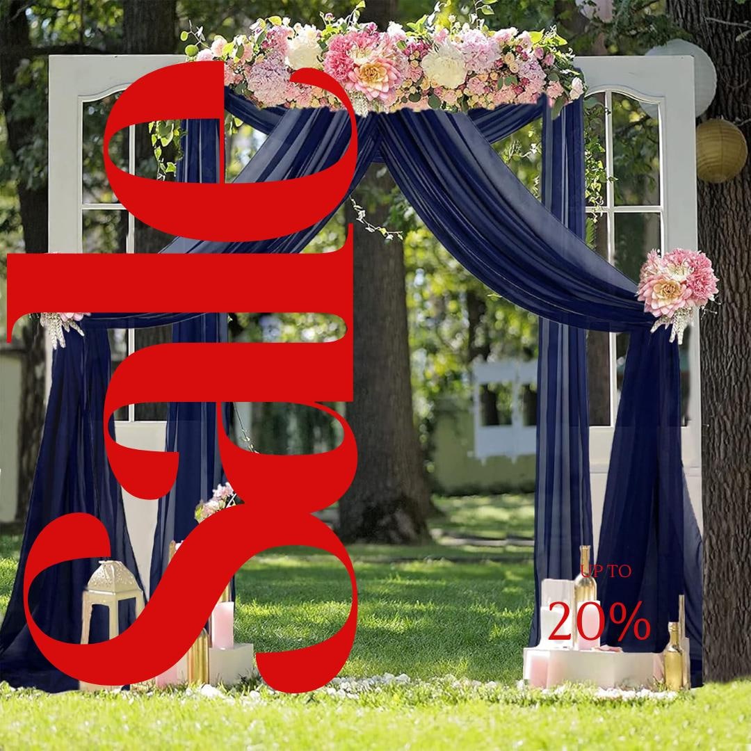 NAVY - Wedding Arch Draping Fabric 4 Panels 28" X 21 Ft Wedding Arch ...