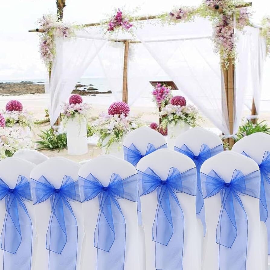 LT BLUE - Chair Sashes Bows for Wedding Reception Event Banquets Chair ...