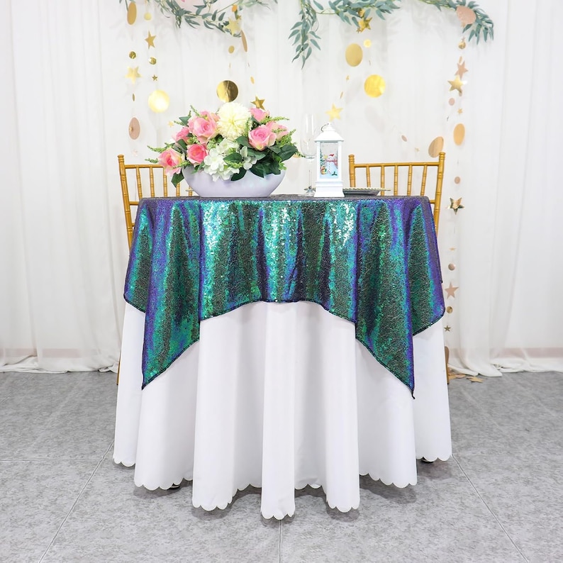 SEQUIN - Sequin Tablecloth - Sequin Overlay Glitter Table Cover Dinning ...