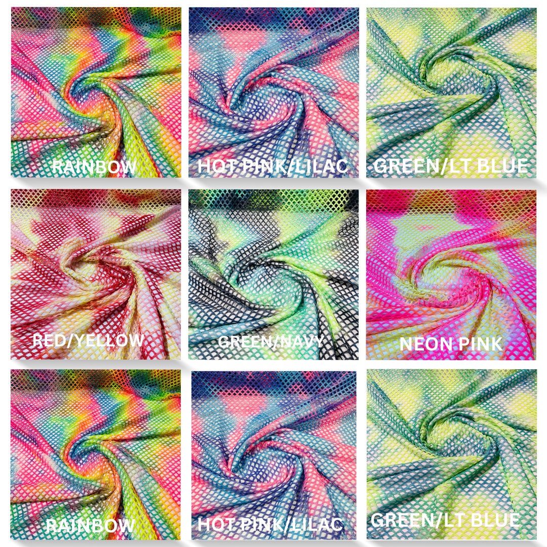 FISHNET - Big Fishnet Diamond Mesh Tie Dye With Silver Glitter 4 Way ...