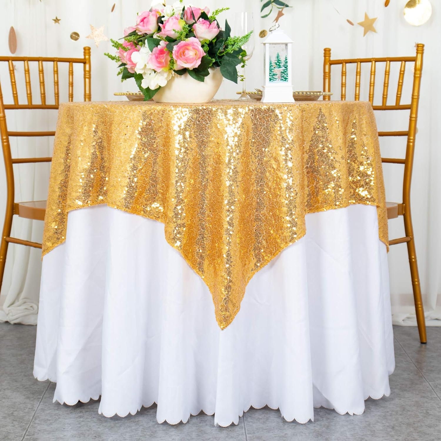 SEQUIN - Sequin Tablecloth - Sequin Overlay Glitter Table Cover Dinning ...