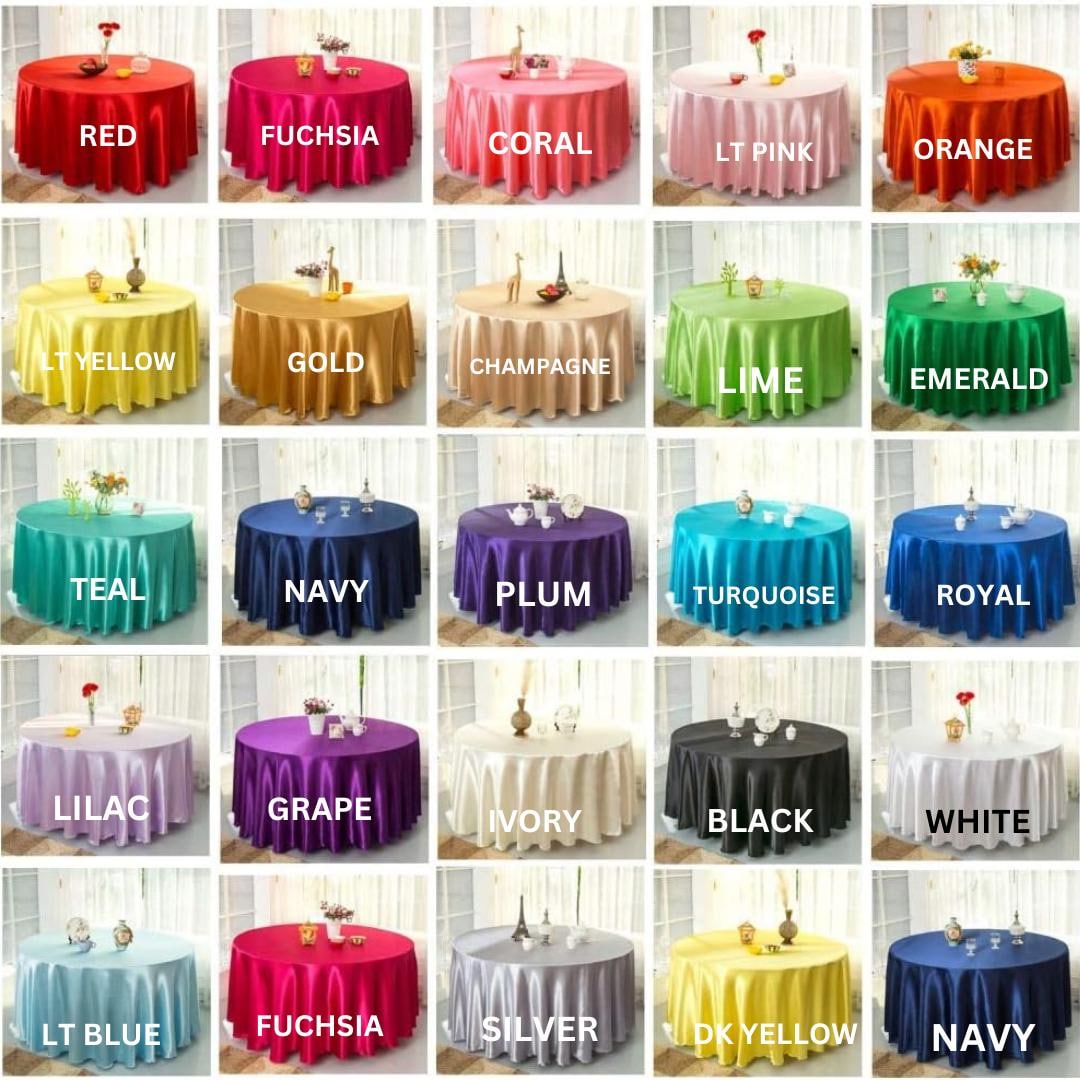 Satin- Table Cloth Covers for Round Tables- Round Satin Table Cloth for ...
