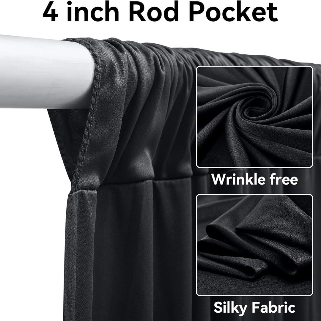 BLACK - 5' X 21 Ft Ceiling Drapes for Wedding Parties, Wrinkle Free ...