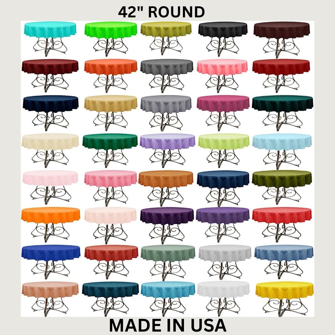 48" ROUND - Polyester Poplin Washable Round Tablecloth - Table Cover ...