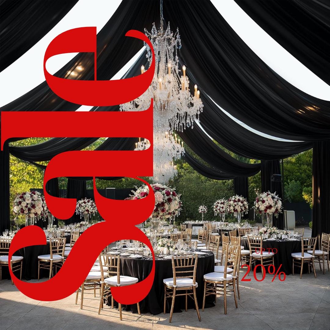 BLACK - 5' X 21 Ft Ceiling Drapes for Wedding Parties, Wrinkle Free ...
