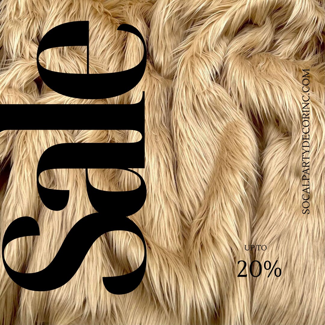 BEIGE - Shaggy Long Pile Faux Fur Fabric by the Yard | Faux Fur | High ...
