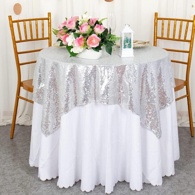 SEQUIN - Sequin Tablecloth - Sequin Overlay Glitter Table Cover Dinning ...