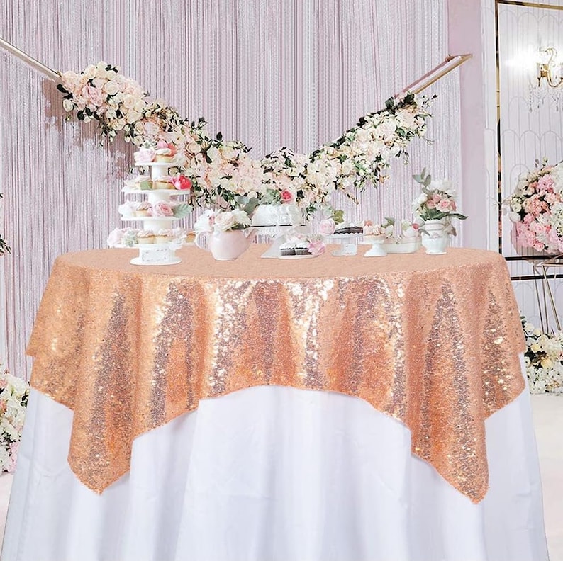 SEQUIN - Sequin Tablecloth - Sequin Overlay Glitter Table Cover Dinning ...