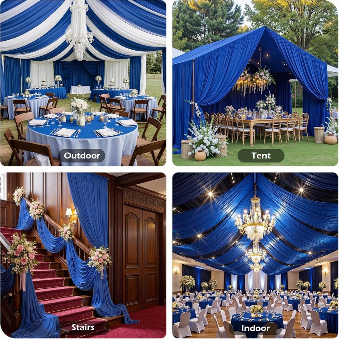 ROYAL - 5' X 40 Ft Ceiling Drapes for Wedding Parties, Wrinkle Free ...