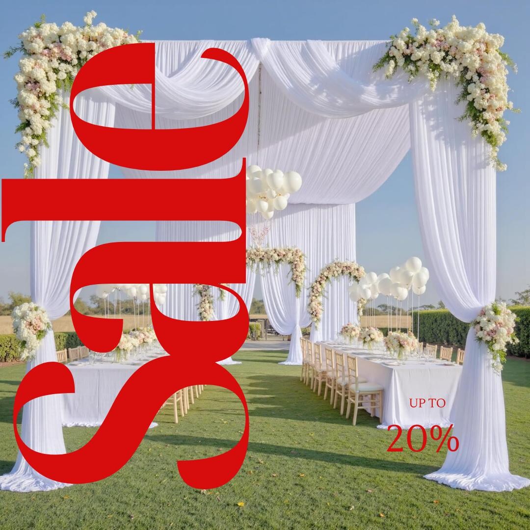 WHITE - 5' X 40 Ft Ceiling Drapes for Wedding Parties, Wrinkle Free ...