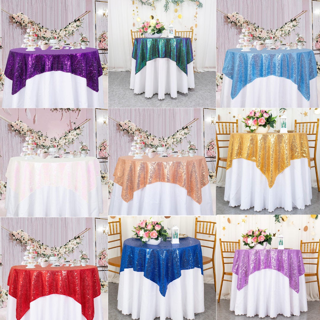 SEQUIN - Sequin Tablecloth - Sequin Overlay Glitter Table Cover Dinning ...