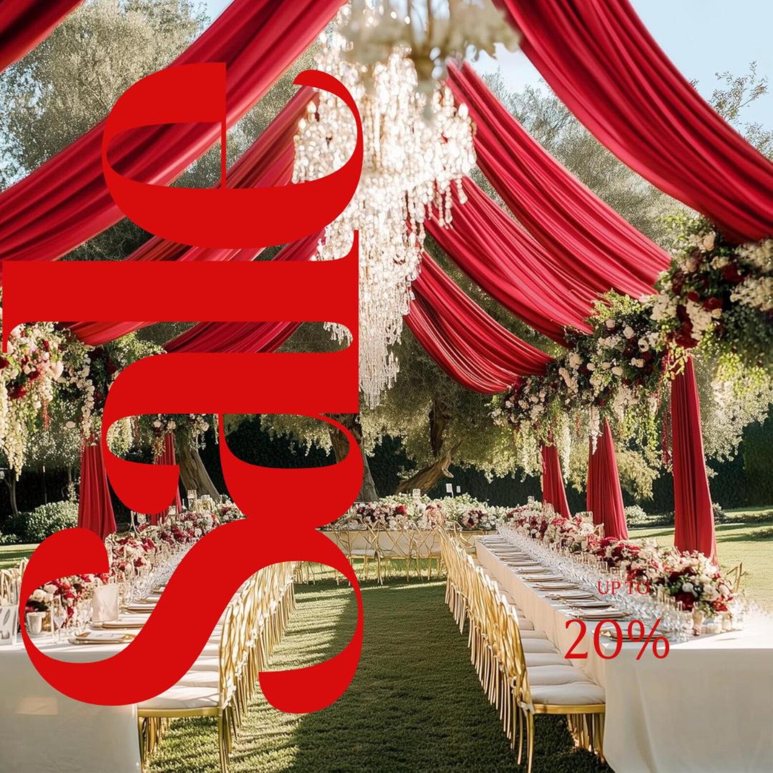 RED - 5' X 33 Ft Ceiling Drapes for Wedding Parties, Wrinkle Free ...