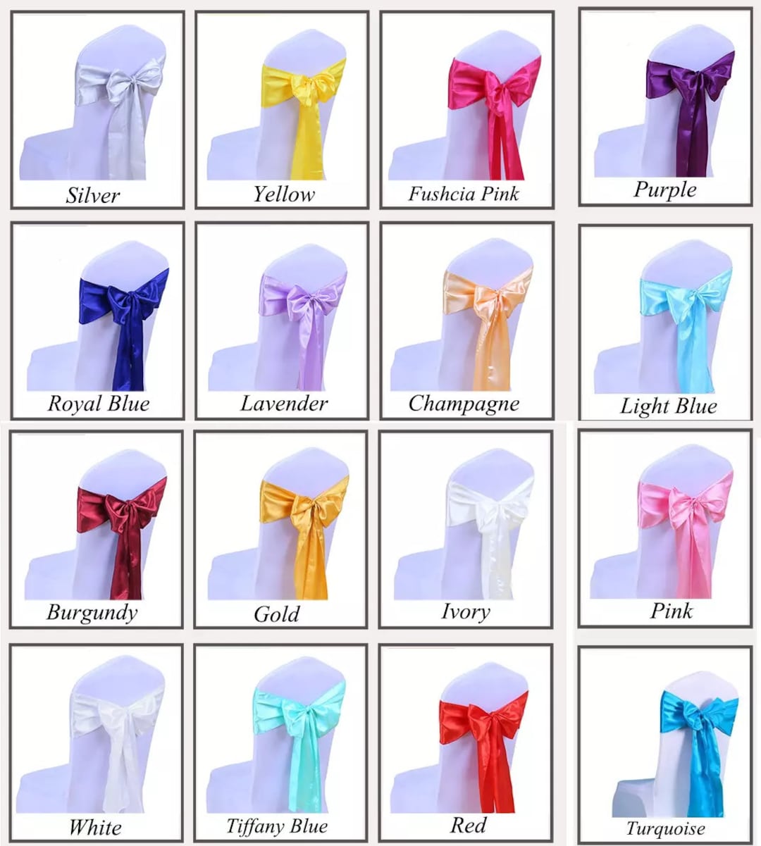 SATIN - Chair Sashes Bows for Wedding Reception Event Banquets Chair ...