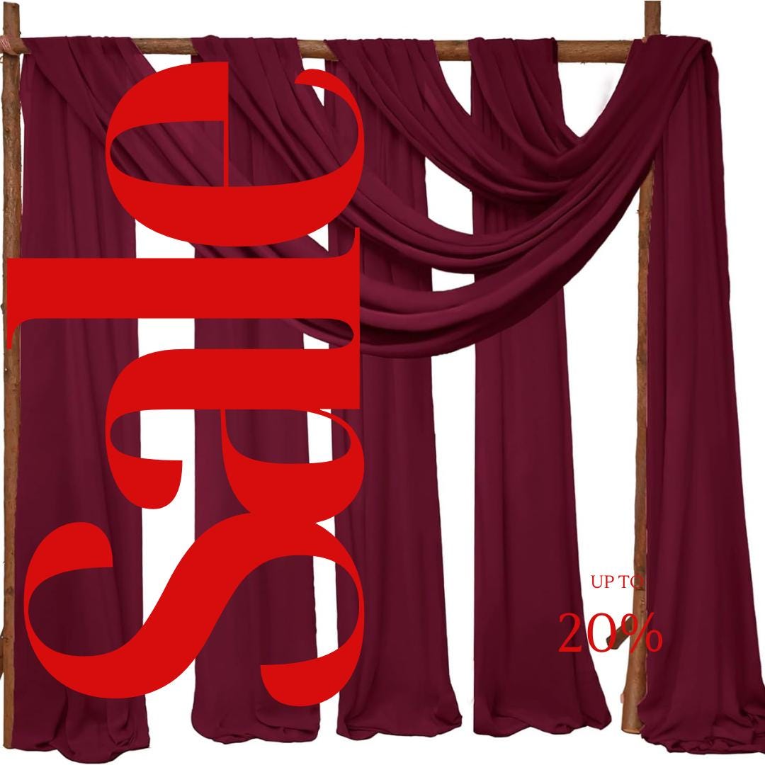 BURGUNDY - Wedding Arch Draping Fabric 4 Panels 28" X 21 Ft Wedding ...